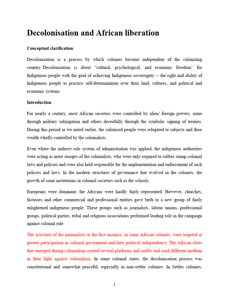 African Decolonization and Liberation Movements | PDF | Decolonization ...