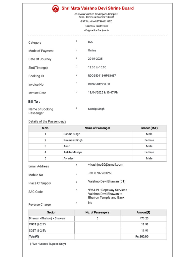 Shri Mata Vaishno Devi Shrine Board Sandeep (1) | PDF | Taxation | Economy Of India