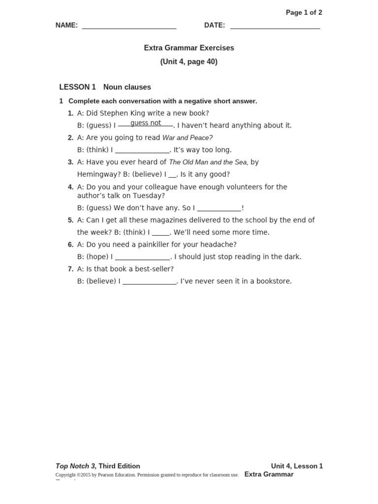 TN3 U4 Grammar | PDF