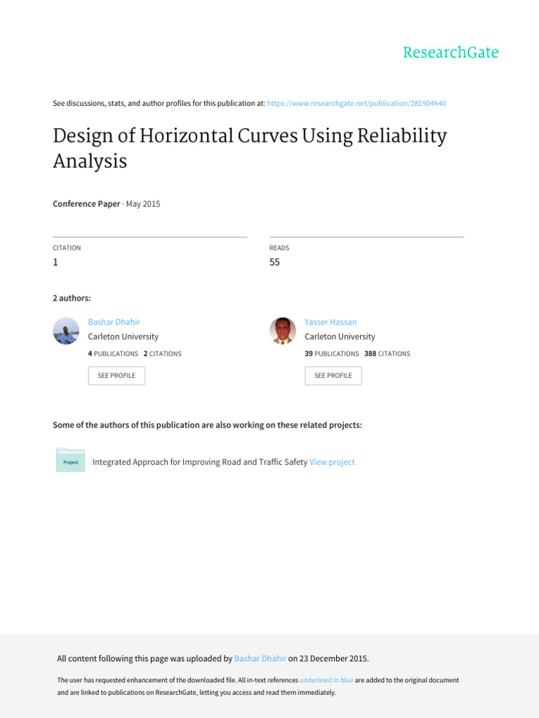 33-2015-Bashar Dahahir-Design of Horizontal Curves Using Reliability Analysis | PDF | Friction ...