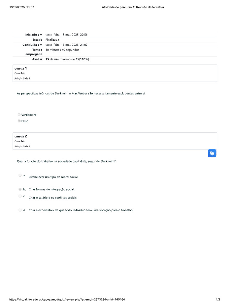Primeiro Questionario Do Segundo Tema de Gestao | PDF