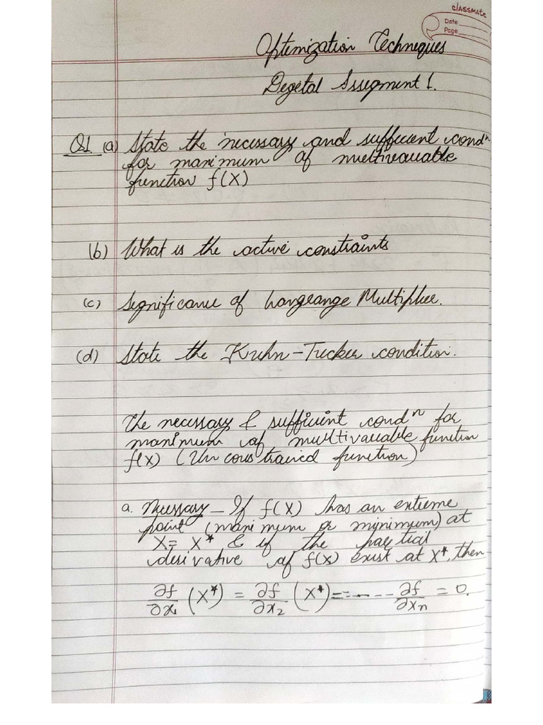 Vishwas Optimization Assignment 1 Digital Assignment 1 | PDF