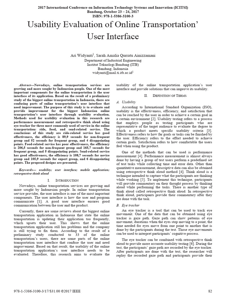 Usability Evaluation of Online Transportation User Interface | PDF | Usability | Human–Computer ...