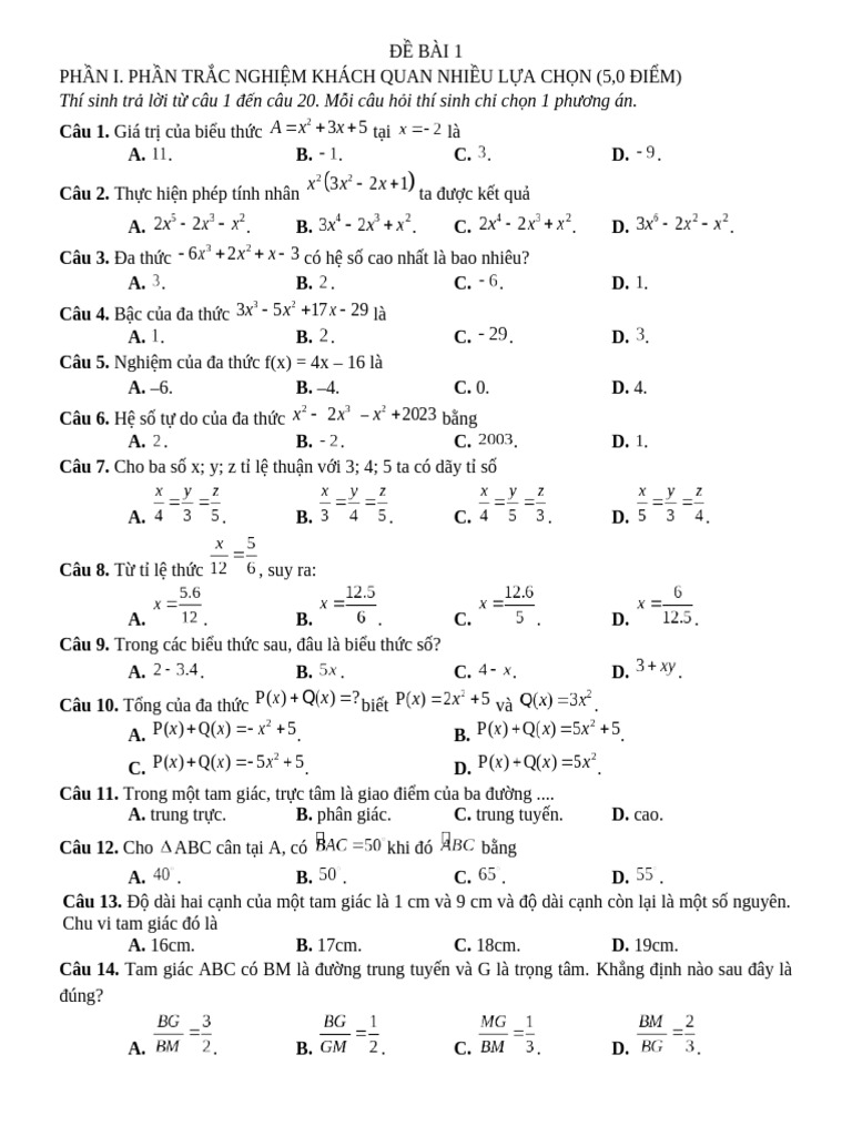 Dt7. Ôn tập HK2 | PDF