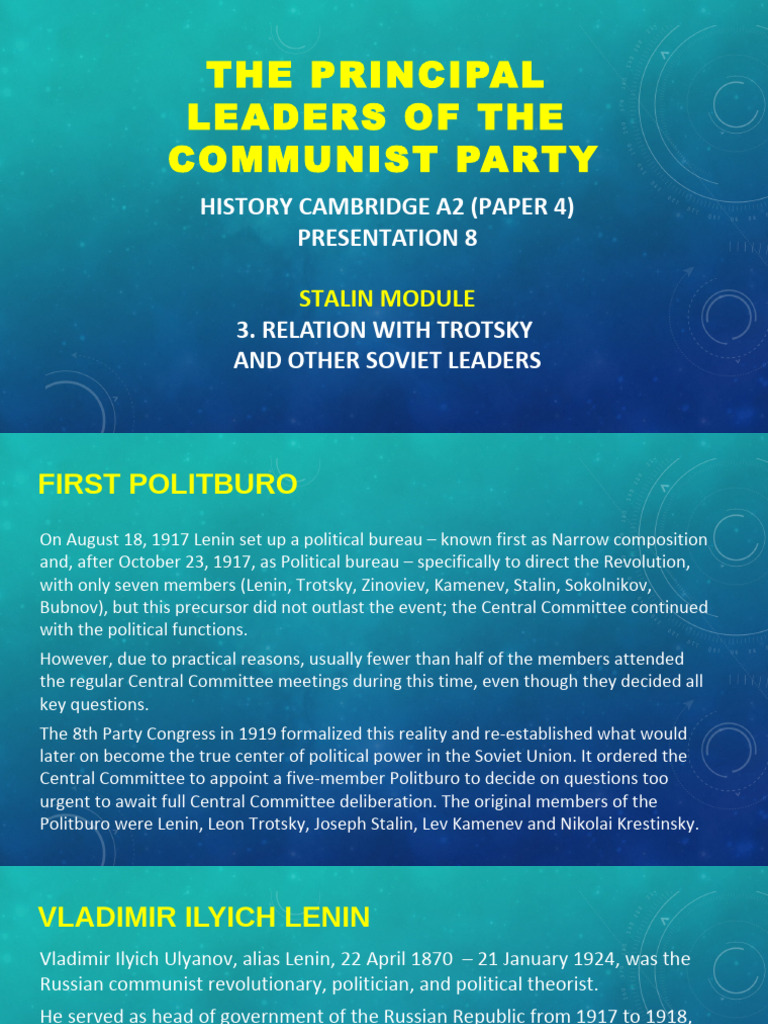 Lenin's Politburo and Key Leaders | PDF | Leon Trotsky | Vladimir Lenin