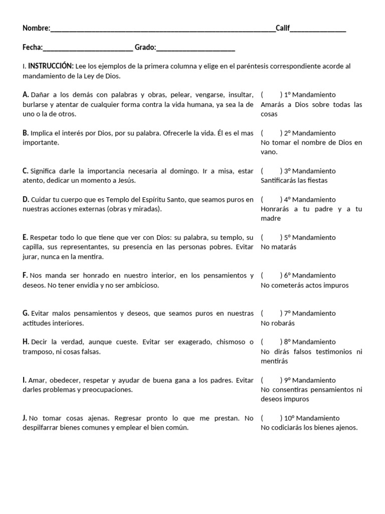 examen 10 mandamientos | PDF | Mitzvá | Creencia religiosa y doctrina