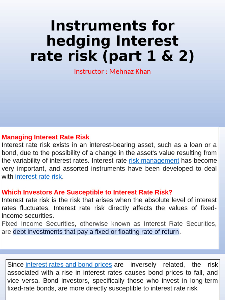 Instruments For Hedging Interest Rate Risk | PDF | Swap (Finance ...