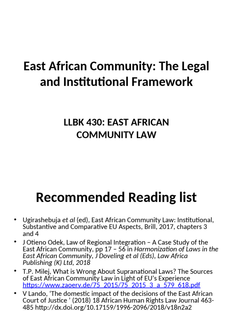 Legal and Institutional Framework of The EAC | PDF | Treaty | Jurisdiction