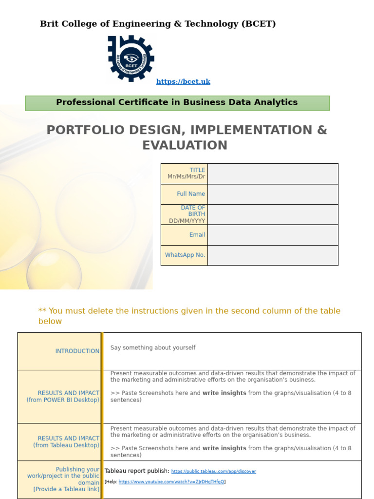 PORTFOLIO REPORT Template - Use This | PDF | Information Retrieval ...