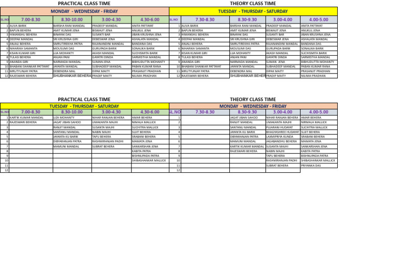 Class Schedule Overview | PDF