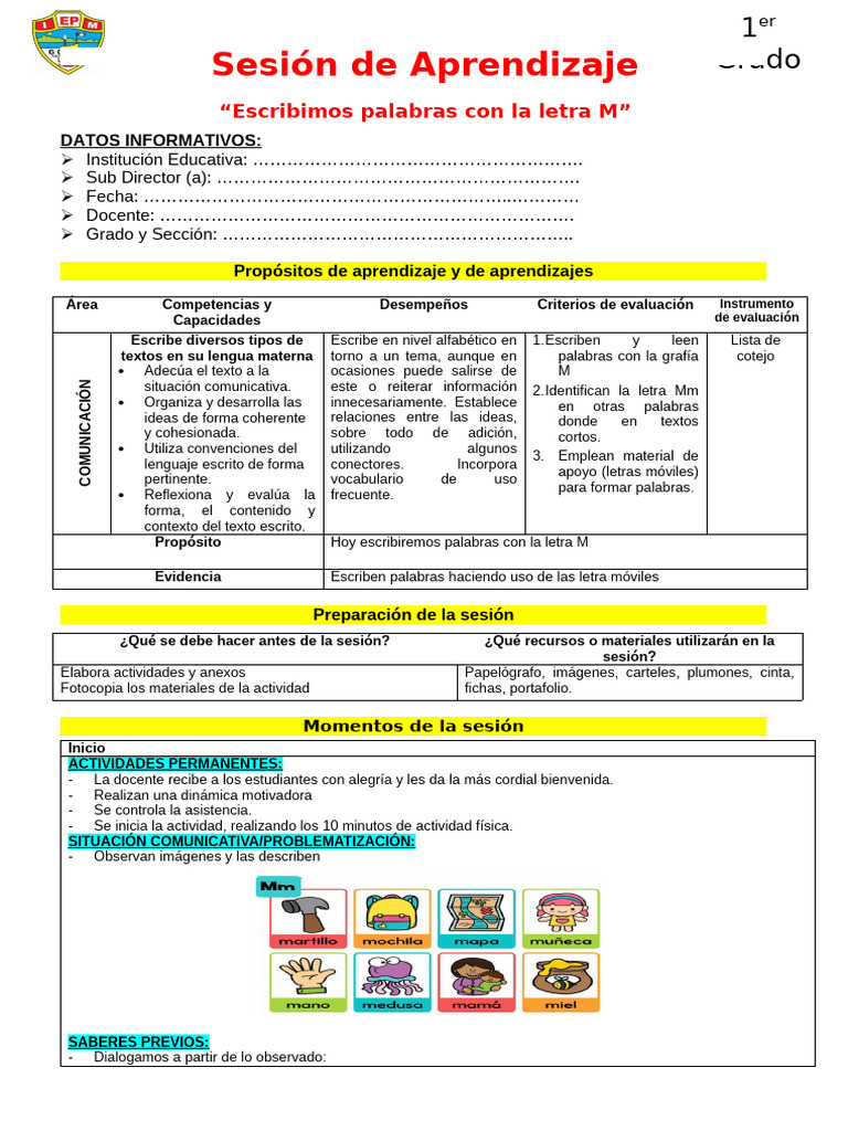 Actividades de Escritura con la Letra M | PDF | Maestros | Aprendizaje