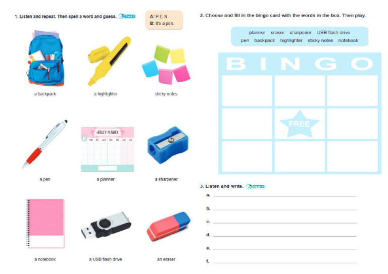 Vocabulary School Objects | PDF