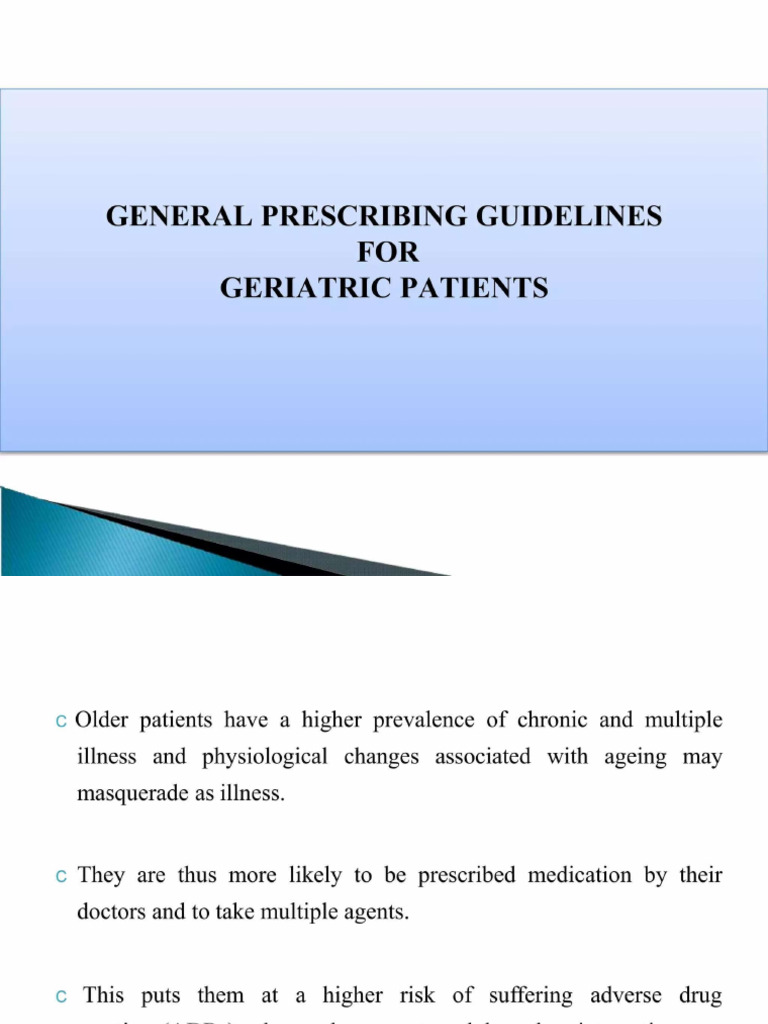 Geriatrics Prescribing Guidelines | PDF