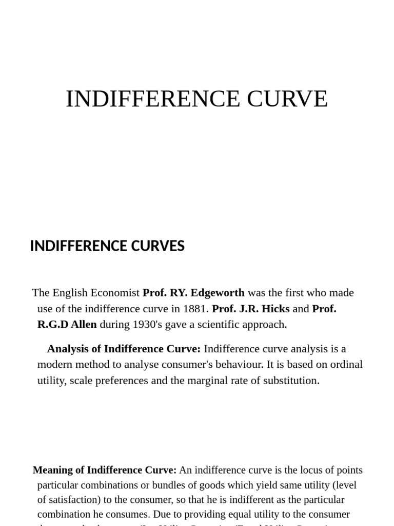 Unit-1 Indifference Curve | PDF | Utility | Economics