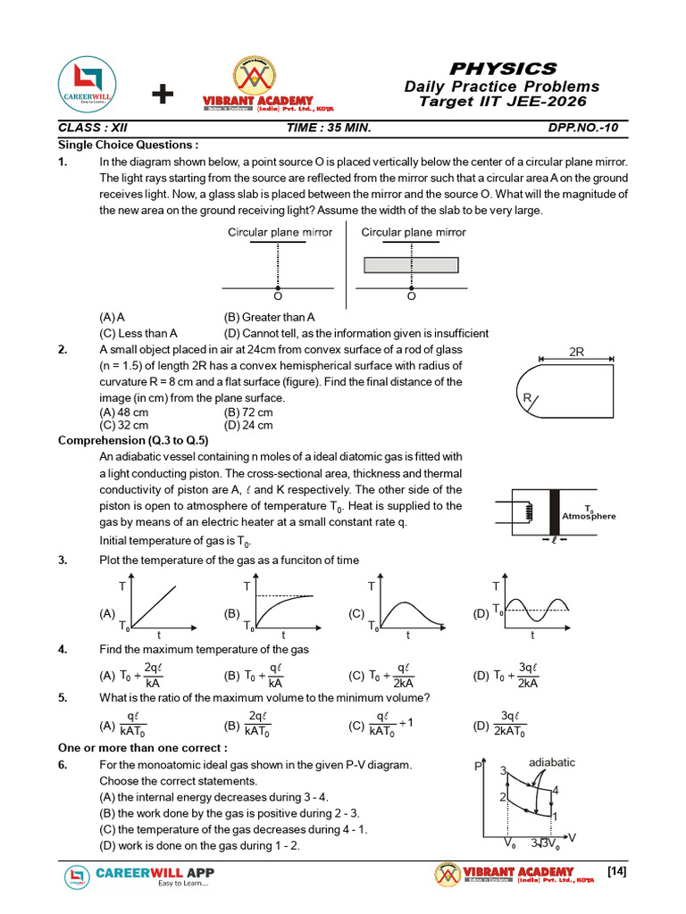 NEET Physics Daily Practice Problems | PDF | Gases | Mirror