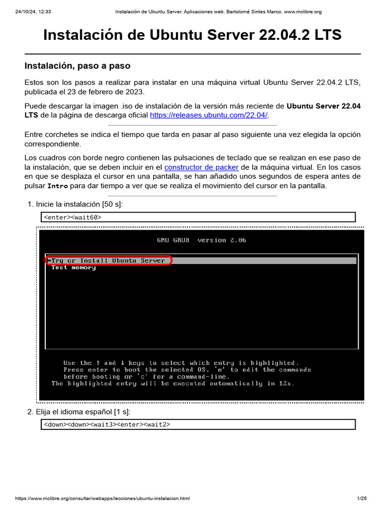 Instalación de Ubuntu Server 22 | PDF | Red mundial | Internet y web