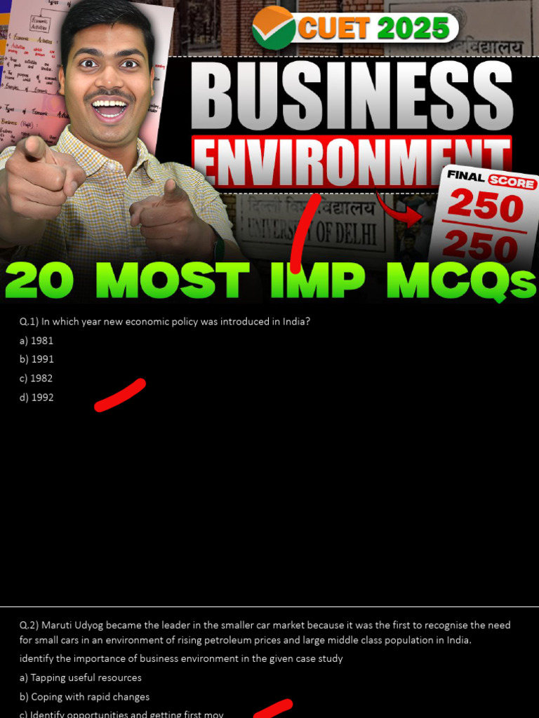 Business Environment BST MCQ CUET 2025 (1) | PDF | Macroeconomics | Economies