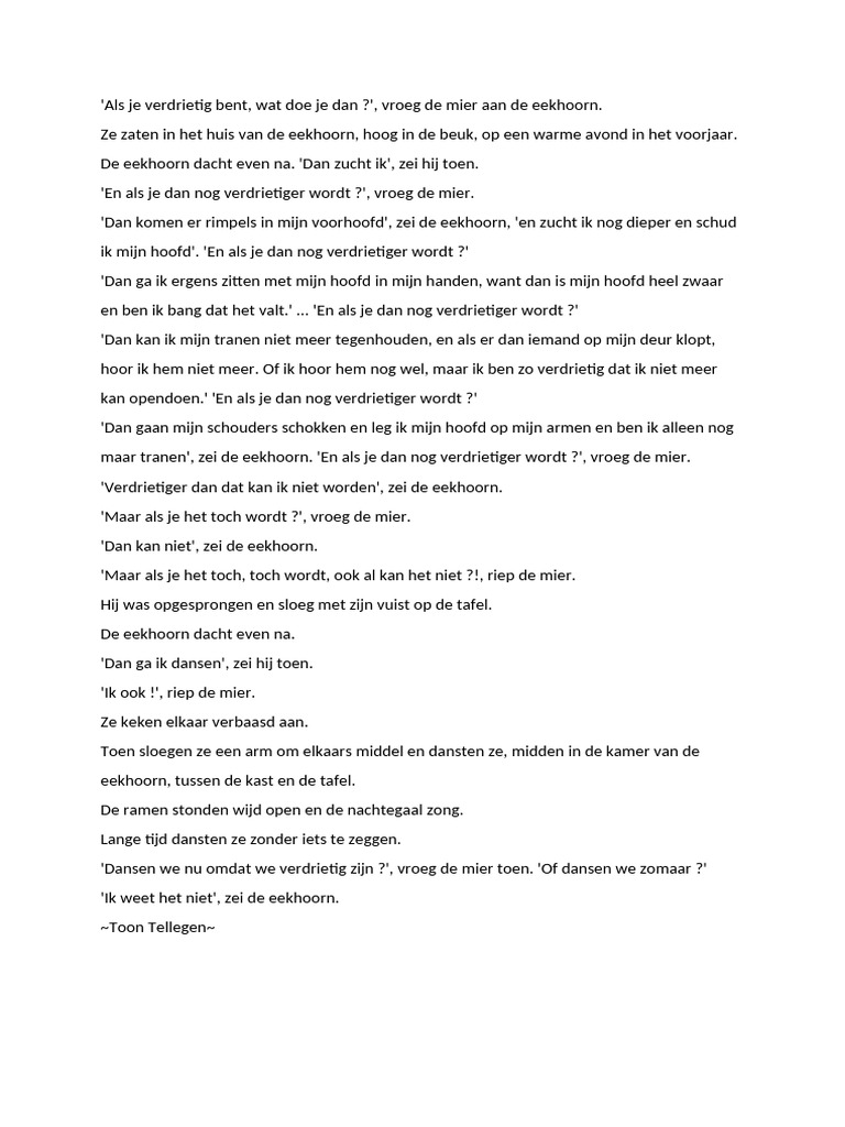 Mooie Tekst Rouw Verdriet, Toon Tellegen | PDF