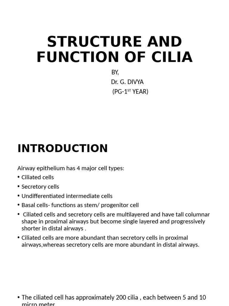 Structure and Function of Cilia | PDF | Mucus | Cell Biology