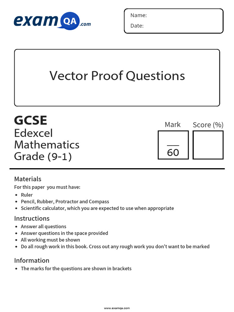 GCSE Vector Proof Questions Worksheet | PDF | Classical Geometry ...