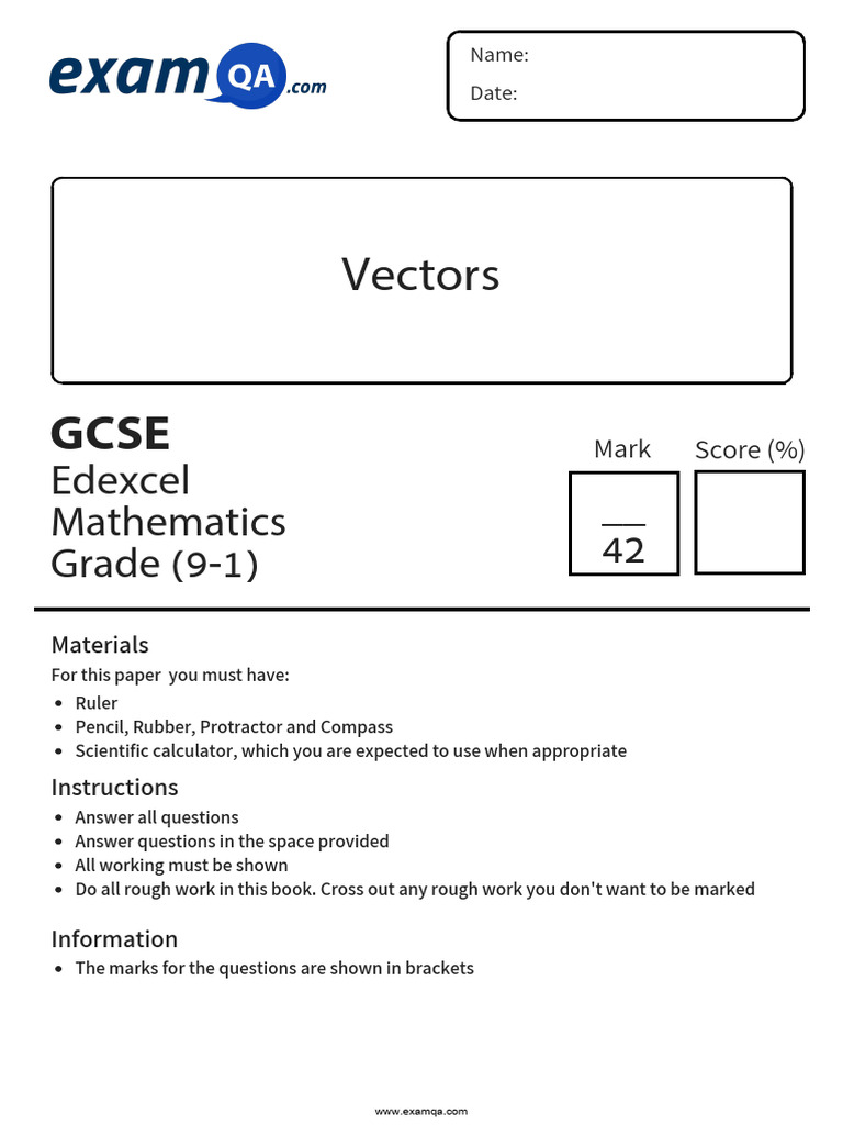 GCSE Vectors Practice Questions | PDF | Tools
