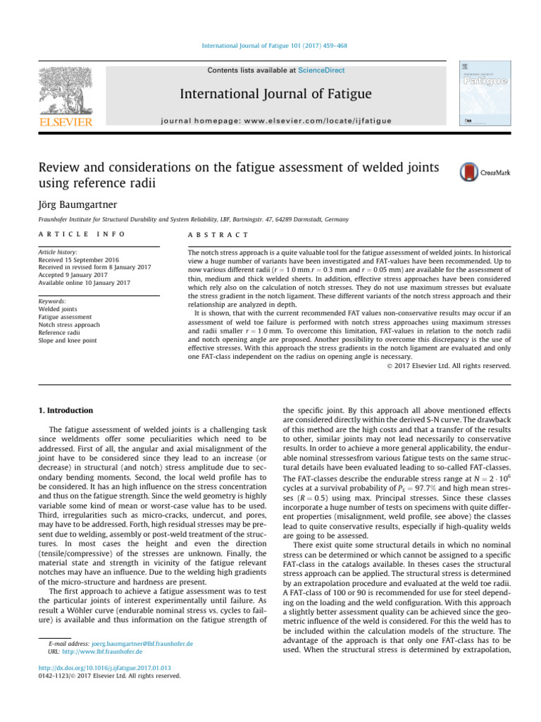 Fatigue Assessment of Welded Joints | PDF | Fracture | Fatigue (Material)