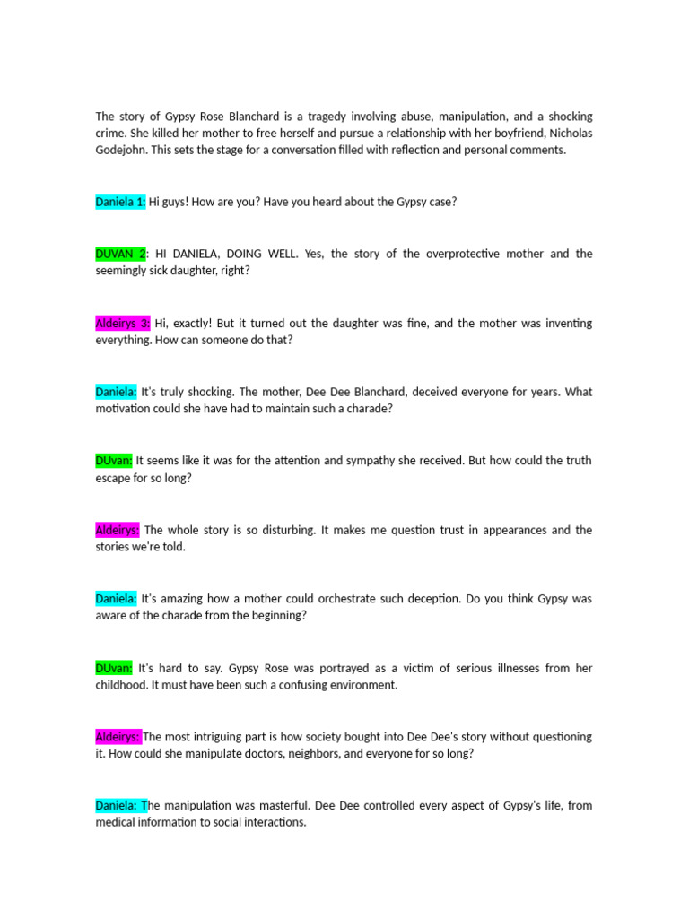 La Historia de Gypsy Rose Blanchard Ingles | PDF | Behavioural Sciences ...