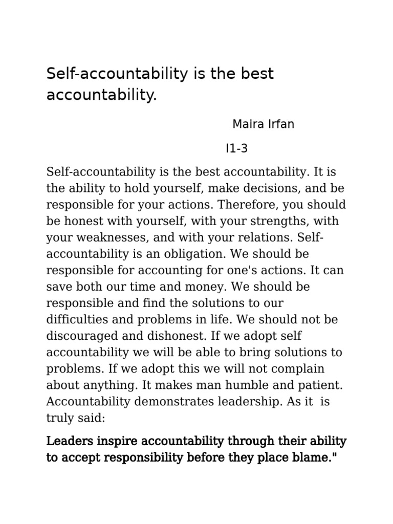 Self Accountability | PDF