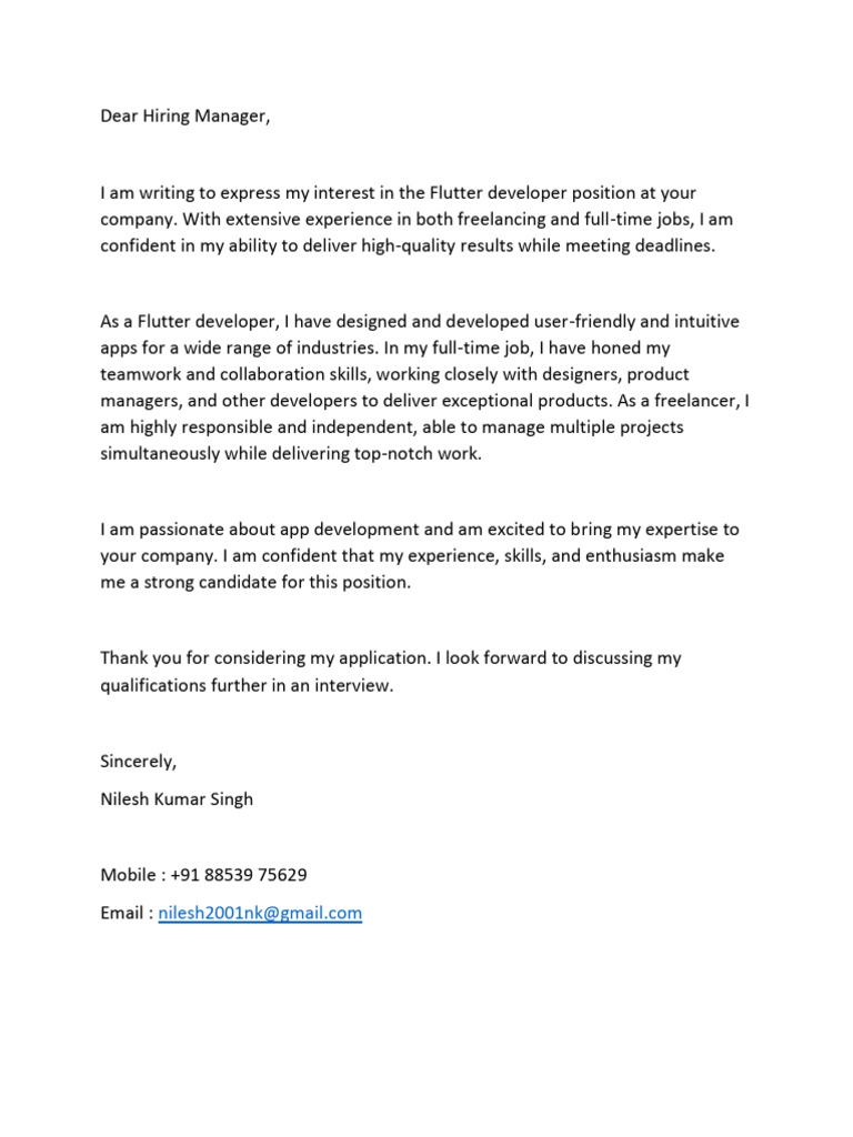 Job Cover Letter | PDF