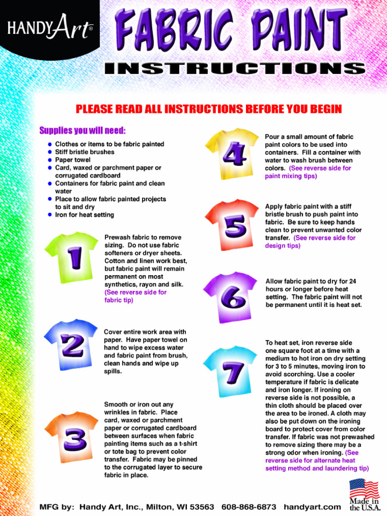 Fabric Paint Instructions | PDF