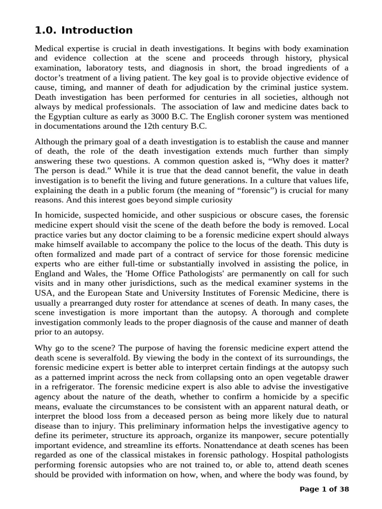 Death Scene Investigation From The Viewpoint of Forensic Medicine ...