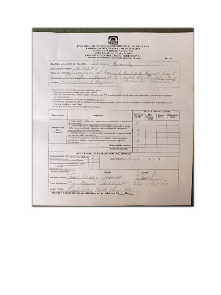 Acta Final Pasantia | PDF