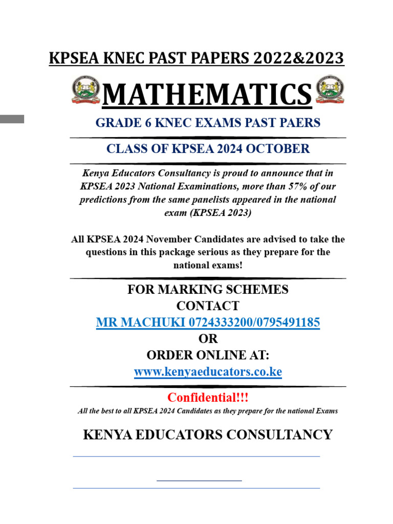 Mat Kpsea Past Papers (2022 & 2023) | PDF