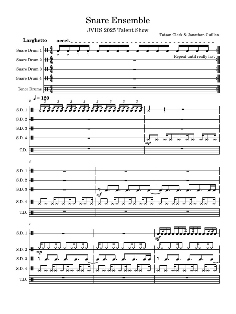 Snare Ensemble | PDF | Percussion Instruments | Gaiaphones