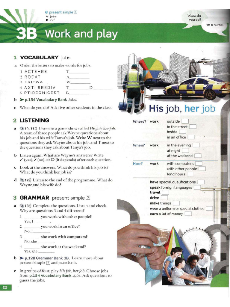 Present Simple1-Jobs | PDF