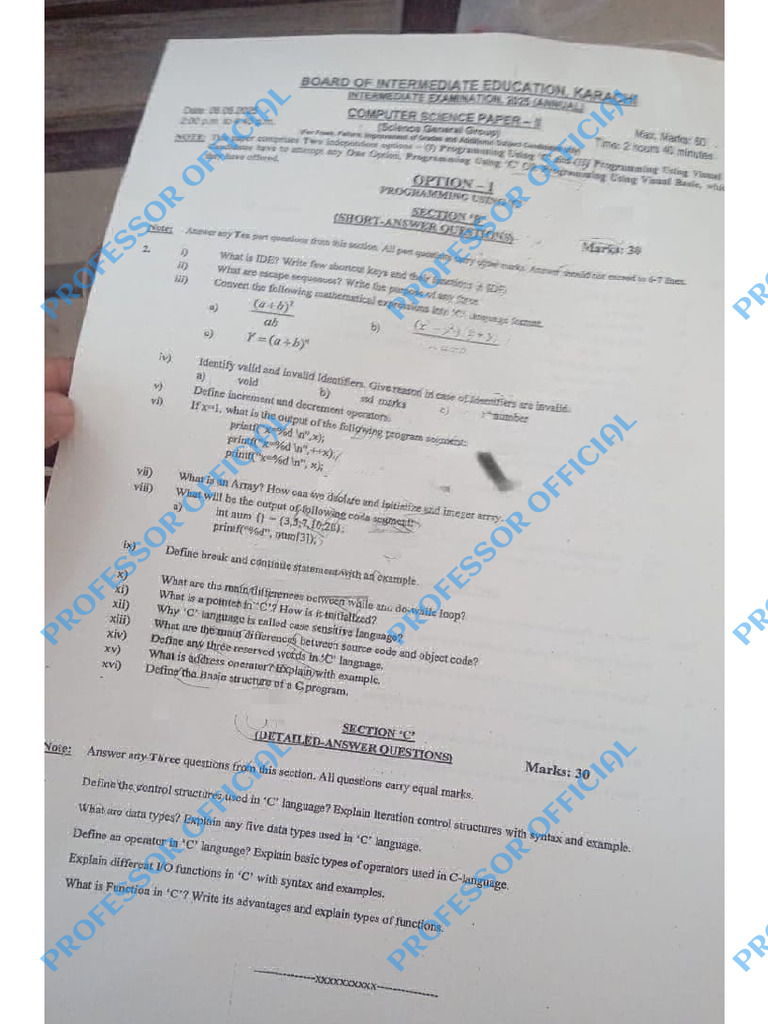 Computer-II Solved by Professor Official | PDF