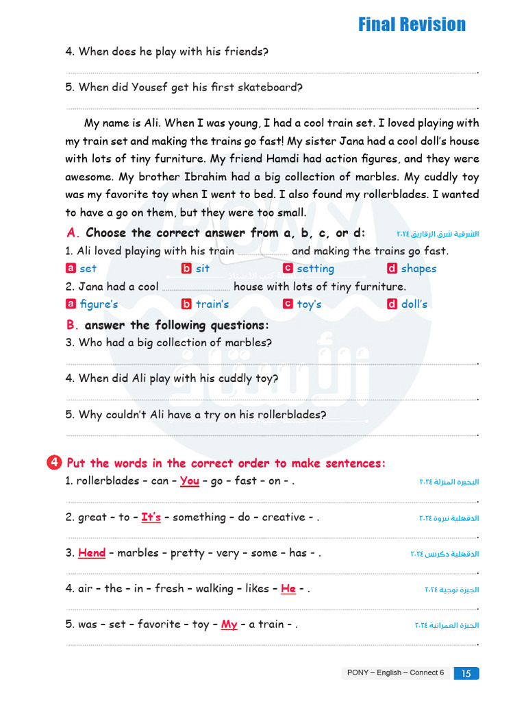 Connect Final Revision Grade 6 - 15 | PDF | Toys | Play (Activity)