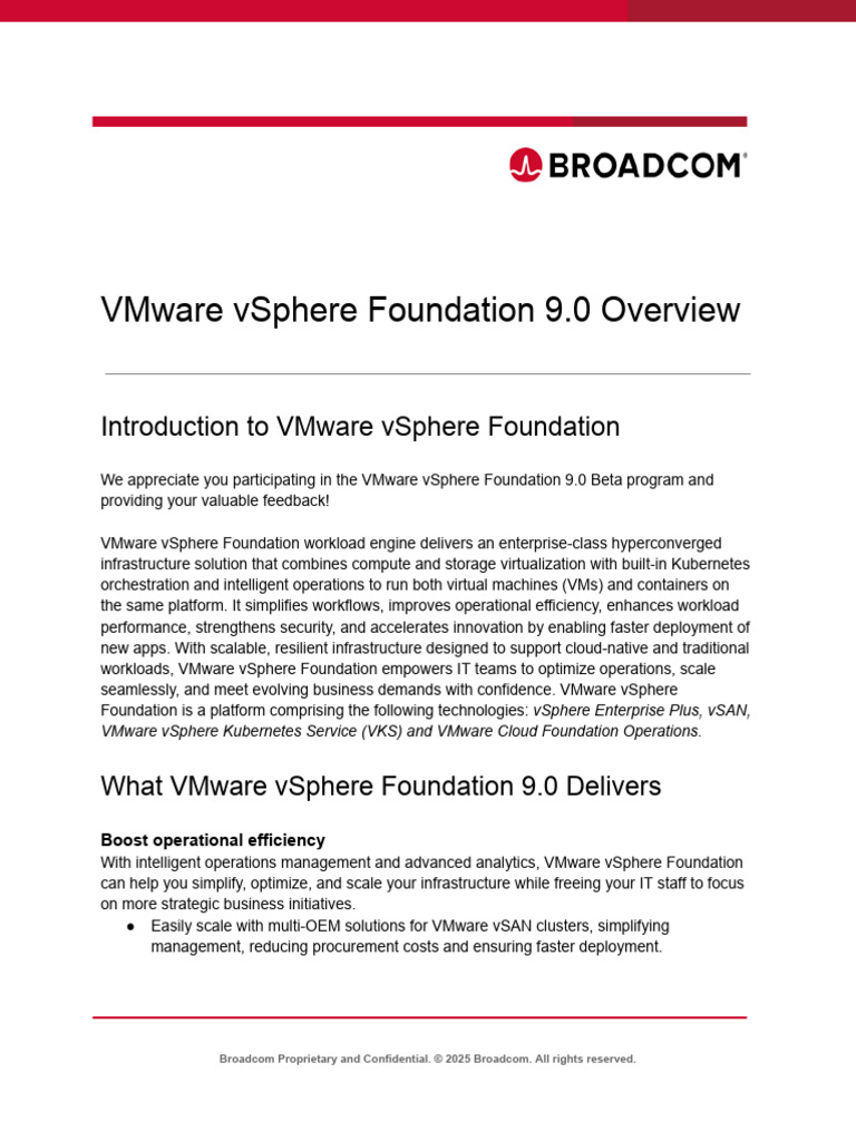 VMware Vsphere Foundation 9.0 Beta Feature Overview - 040825 | PDF | Virtual Machine | V Mware