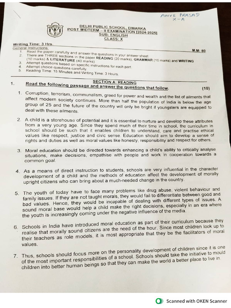 English Pre Board | PDF