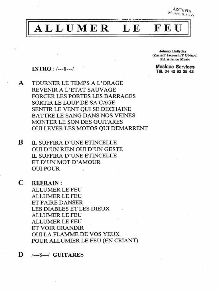 Allumer Le Feu | PDF