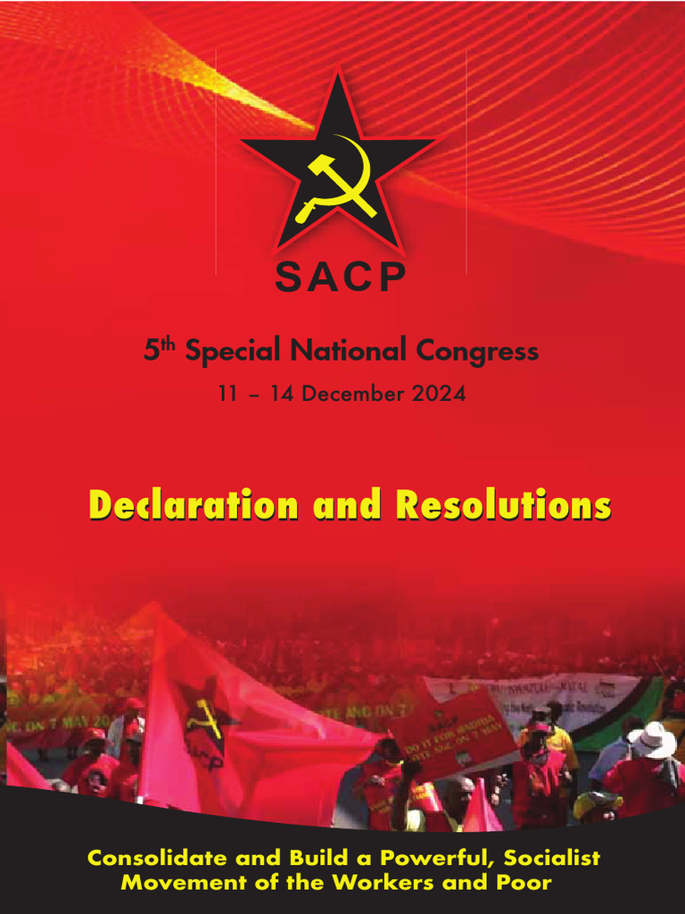 SACP Fifth Special National Congress Declaration and Resolutions | PDF ...