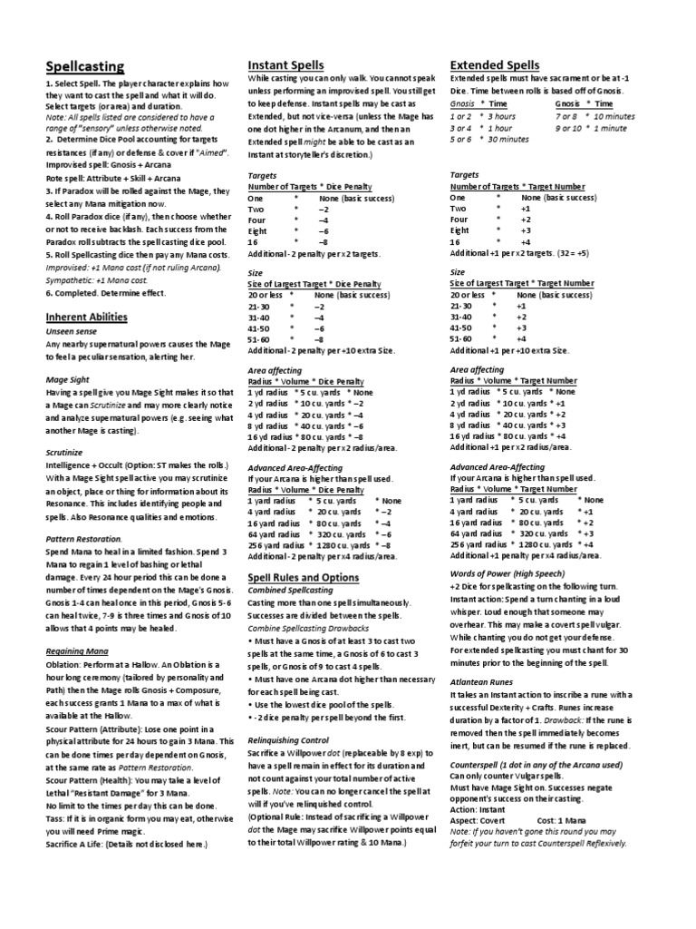 Spellcasting Guide | PDF | Magic (Paranormal) | Resonance