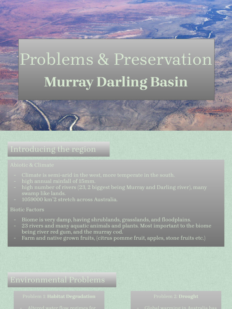 Murray Darling Basin: Challenges & Solutions | PDF | River | Ecosystem