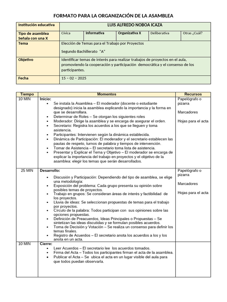 Asamblea Planificacion Chango | PDF