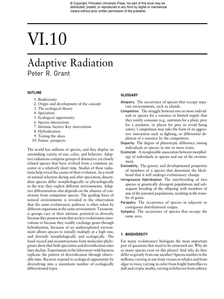 Adaptative Radiation | PDF | Evolution | Species