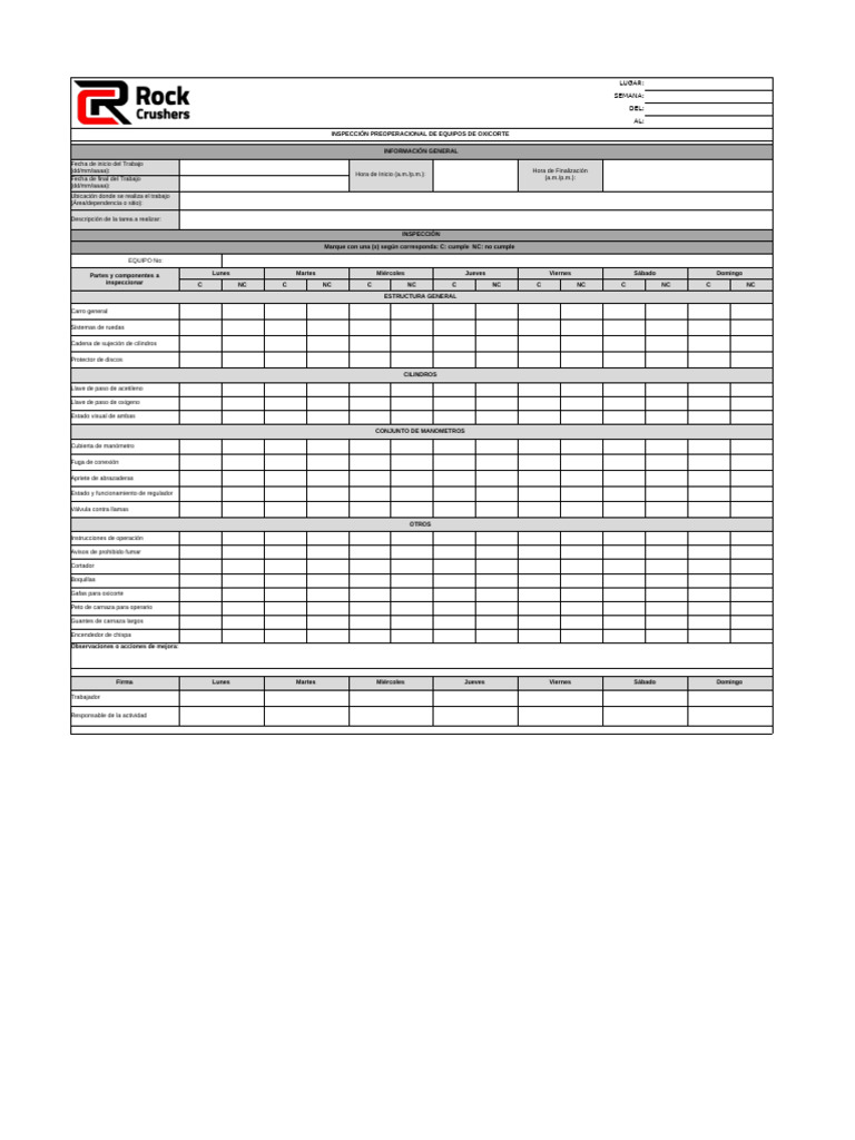 RC - Formato - Equipo Oxicorte | PDF | Ingeniería Química | Gases