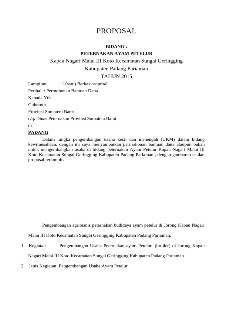 PROPOSAL_PENGEMBANGAN_AYAM_PETELUR | PDF