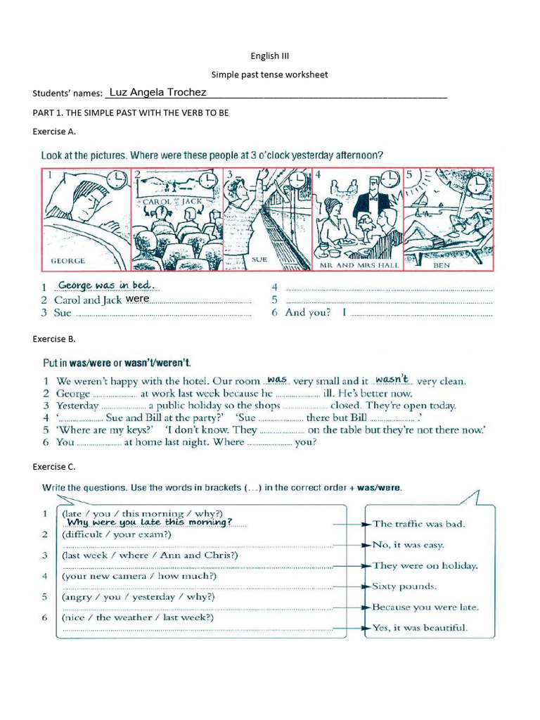 The Simple Past Worksheet (1) | PDF