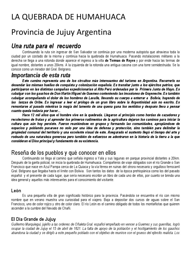 La Quebrada de Humahuaca | PDF | Imperio Inca