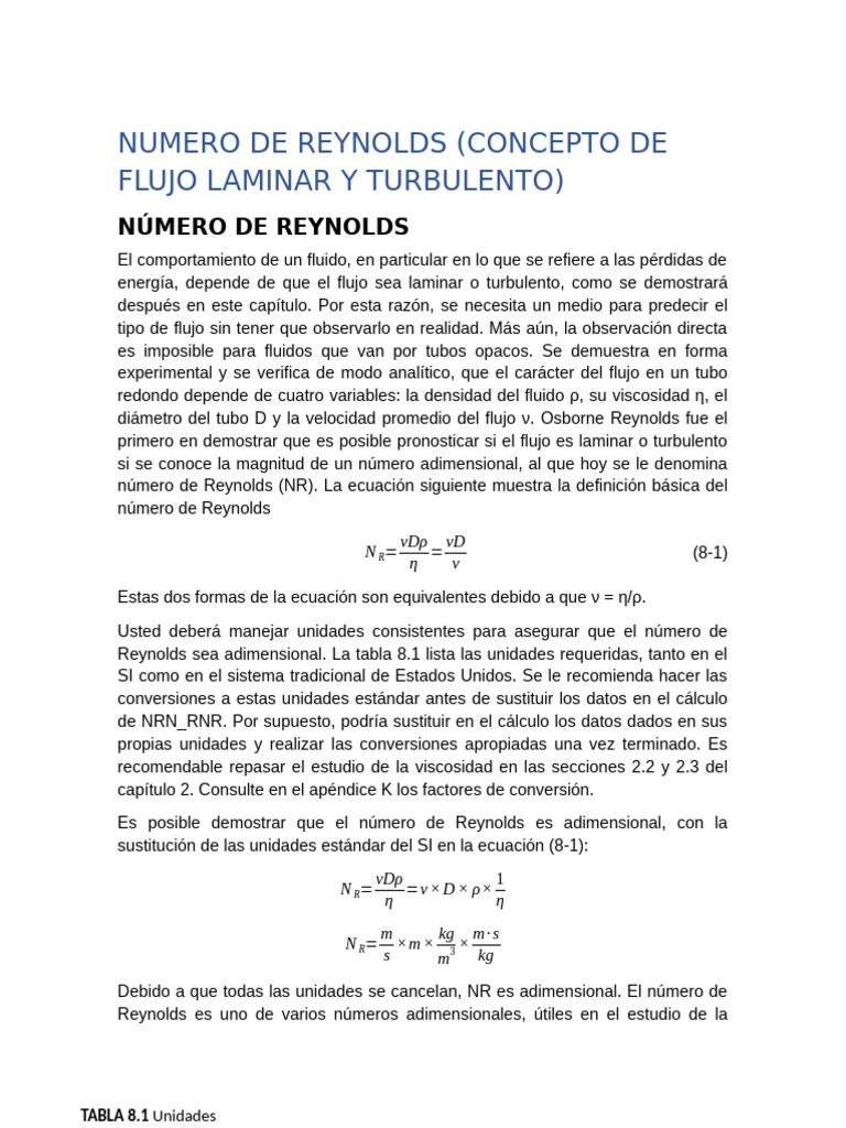 Numero de Reynolds | PDF | Numero Reynolds | Viscosidad